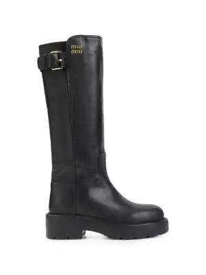 Miu Miu Buckle-detail Logo-plaque Boots