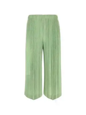 Issey Miyake Pleated Cropped Trousers - Green