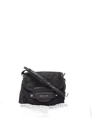 Michael Kors Fringed-ends Leather Mini Crossbody Bag - Black