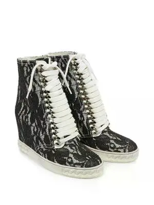 Casadei Lace Wedge Sneakers - Black