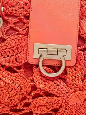 FERRAGAMO Gancini Woven Satchel Bag