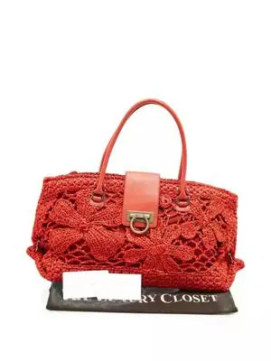 FERRAGAMO Gancini Woven Satchel Bag