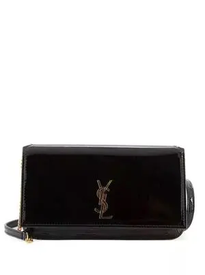 Saint Laurent Classic Monogram Phone Holder Shoulder Bag Patent Crossbody Bag - Black