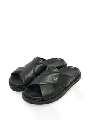 Dior Aqua Criss-cross Leather Flat Sandals