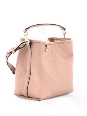 Gucci Gg Emblem Gg Embossed Leather Small Bucket Bag - Neutrals