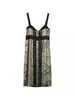 Diane Von Furstenberg Sequin Animal Print V-neck Sleeveless Midi Dress