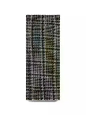 SLOWEAR Check-pattern Fringed Scarf - Grey