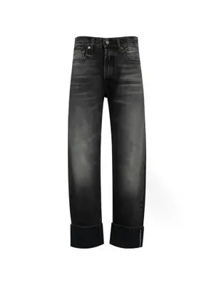 R13 Selvedge Cuffed Jeans - Black