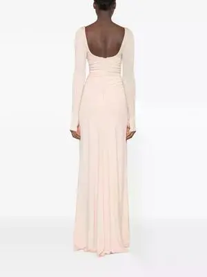 Elisabetta Franchi Ruched Logo-buckle Gown