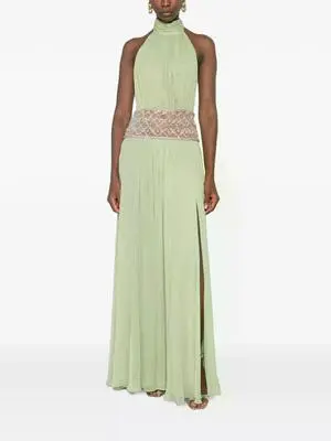 Retrofete Kreeli Crystal-embellished Halterneck Maxi Dress