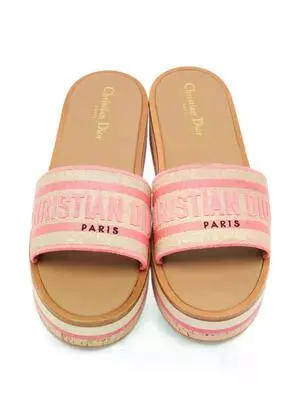 Dior Dway Logo Embroidered Wedge Sandals