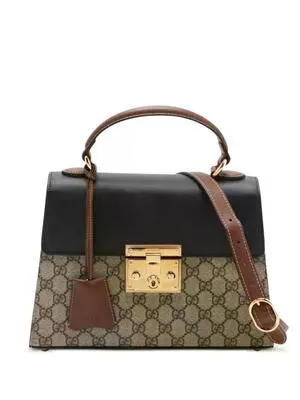 Gucci Small Gg Supreme Padlock Satchel - Neutrals