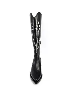 MADISON MAISON Tall Floral-embroidered Leather Boots
