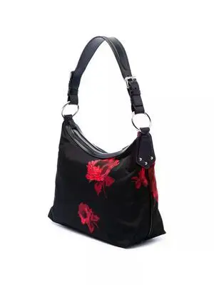 Prada 2000-2013 Tessuto Stampato Rose Shoulder Bag - Black