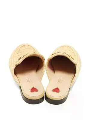 Gucci Princetown Horsebit Woven Mules - Neutrals