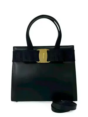 FERRAGAMO 20th Century Leather Vara Bow Satchel - Black