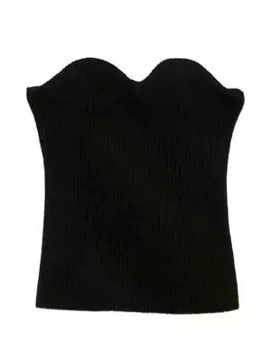 JIL SANDER Ribbed Knit Strapless Sweetheart Top - Black