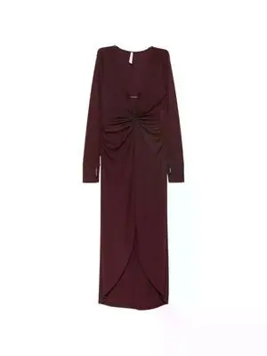 Imperial Twist-detail V-neck Dress - Brown