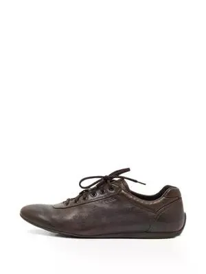 Prada Lace-up Leather Sneakers - Brown