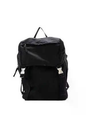 Prada Double Buckle T Tecido Medium Backpack