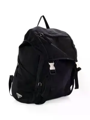 Prada Double Buckle T Tecido Medium Backpack