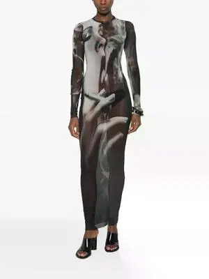 JEAN PAUL GAULTIER Crew Neck Long-sleeve Maxi Dress - Black