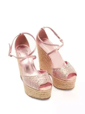 LE SILLA Crystal-embellished Espadrille Wedges