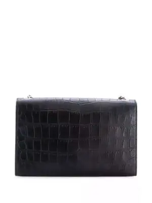 Saint Laurent Monogram Tassel Crocodile Embossed Leather Medium Crossbody Bag