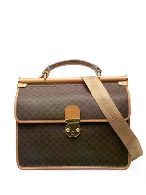 Celine 2013 Macadam Coated Canvas Satchel - Brown