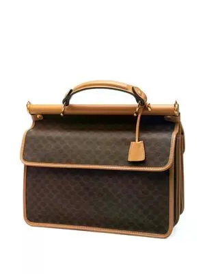 Celine 2013 Macadam Coated Canvas Satchel With Leather Trim