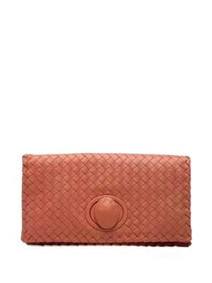 Bottega Veneta 2012-2026 Nappa Intrecciato Turn Lock Clutch Bag - Brown
