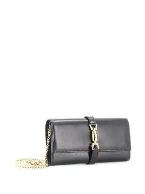 Gucci Jackie 1961 Continental Chain Wallet Leather Crossbody Bag - Black