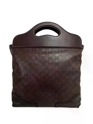 Gucci 2000-2015 Large Guccissima Punch Top Handle Tote Bag - Brown