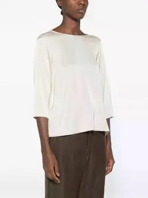 Imperial Satin-finish Keyhole-back Blouse