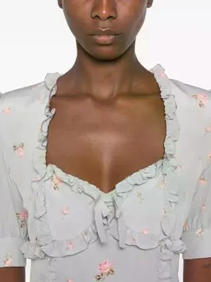 Alessandra Rich Ruffled Floral-print Mini Dress