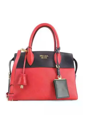 Prada Esplanade Tote Saffiano With City Calf Small Satchel - Black