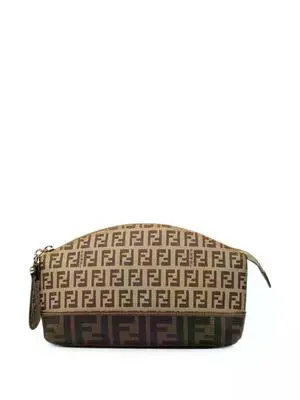 Fendi 2000-2010 Zucca And Zucchino Coated Canvas Cosmetic Pouch - Neutrals