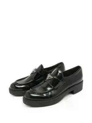 Prada Triangle Logo Leather Loafers