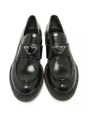 Prada Triangle Logo Leather Loafers