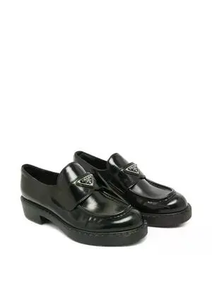 Prada Triangle Logo Leather Loafers