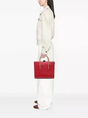 CHRISTIAN LOUBOUTIN 2016-2026 Medium Bicolor Grained Calfskin Paloma Spike Tote Satchel - Red