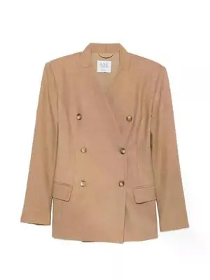 LE SULLY STUDIO Double-breasted Padded-shoulder Blazer - Neutrals