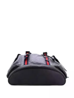 Gucci Double Pocket Buckle Gg Coated Canvas Large Backpack - Black