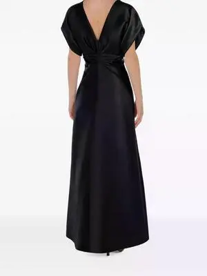 Alberta Ferretti Satin V-neck Maxi Dress