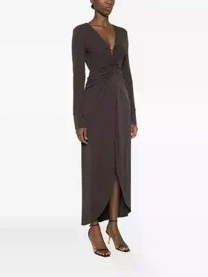 Imperial Twisted-waist Front-slit Dress