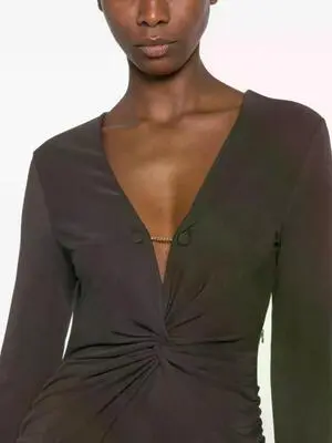 Imperial Twisted-waist Front-slit Dress
