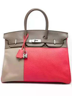 Hermès 2012 Tricolor Clemence And Swift Birkin Cascade Retourne 35 Handbag - Pink