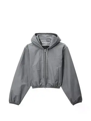 Alexander Wang Crystal Hotfix Drawcord Shrunken Hoodie Jacket