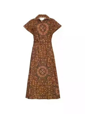 Cara Cara Sawyer Bandana-print Midi Dress - Brown