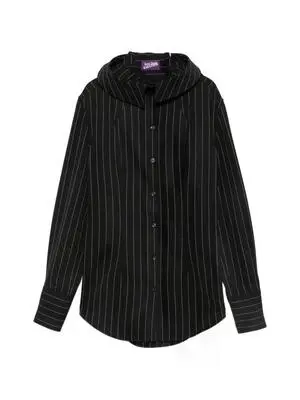 JEAN PAUL GAULTIER Pinstripe-pattern Hooded Shirt - Black